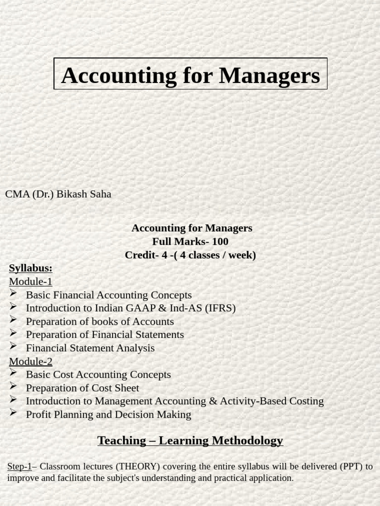 Accounting Principles for Managers | PDF | Debits And Credits | Expense