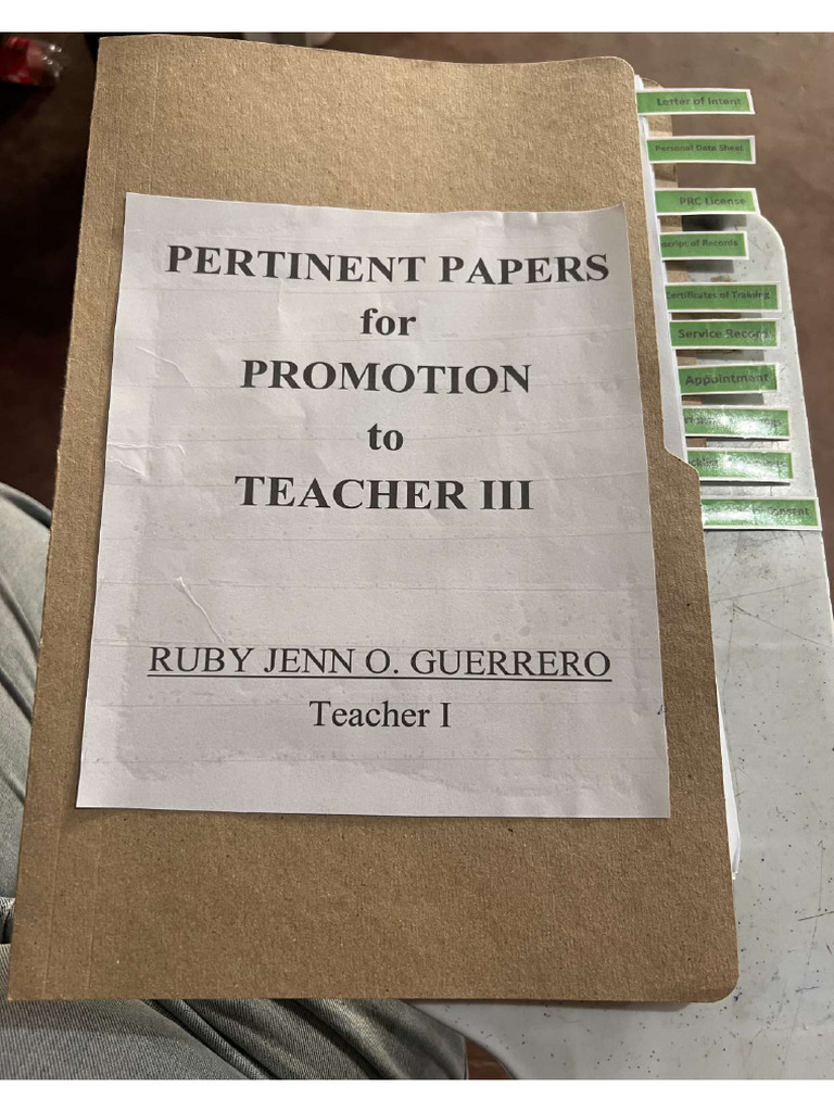 Pertinent Papers For Promotion To Teacher Iii | PDF