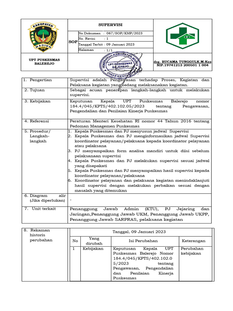 Sop Supervisi | PDF