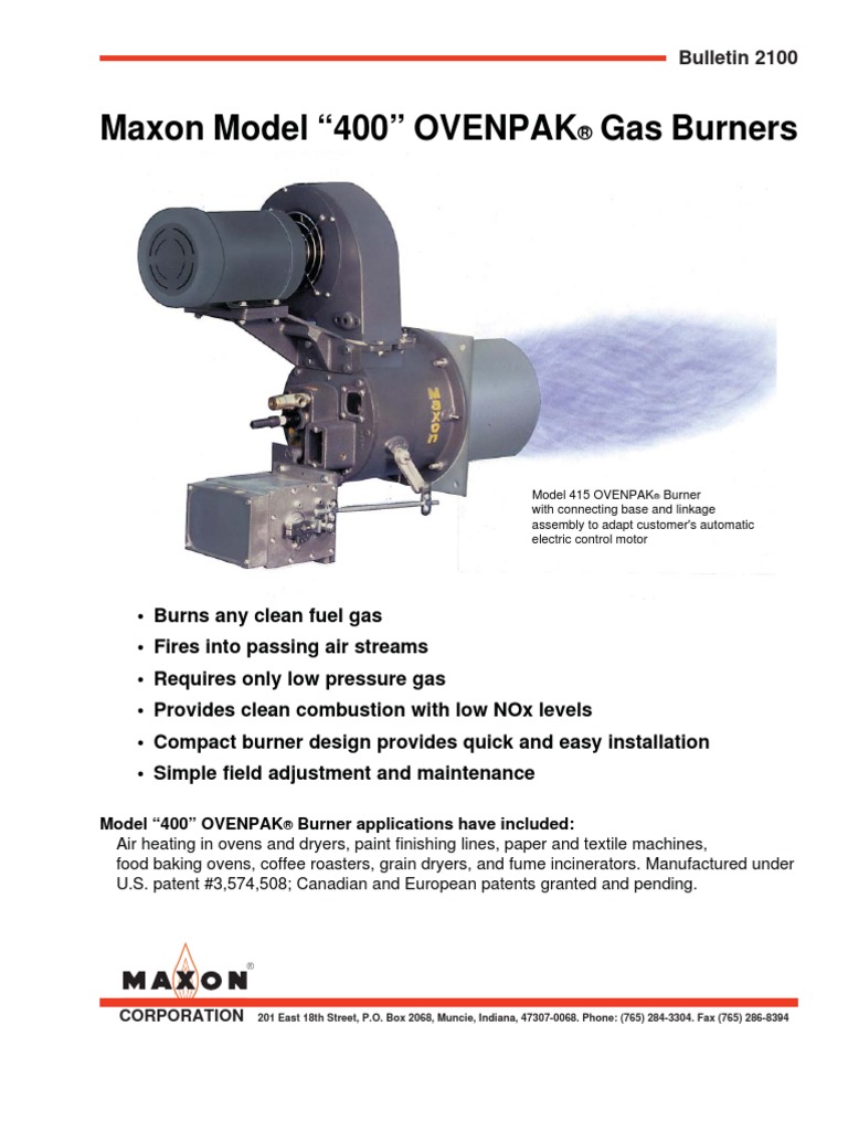 Maxon Ovenpak 400 Bro | PDF | Duct (Flow) | Clothes Dryer