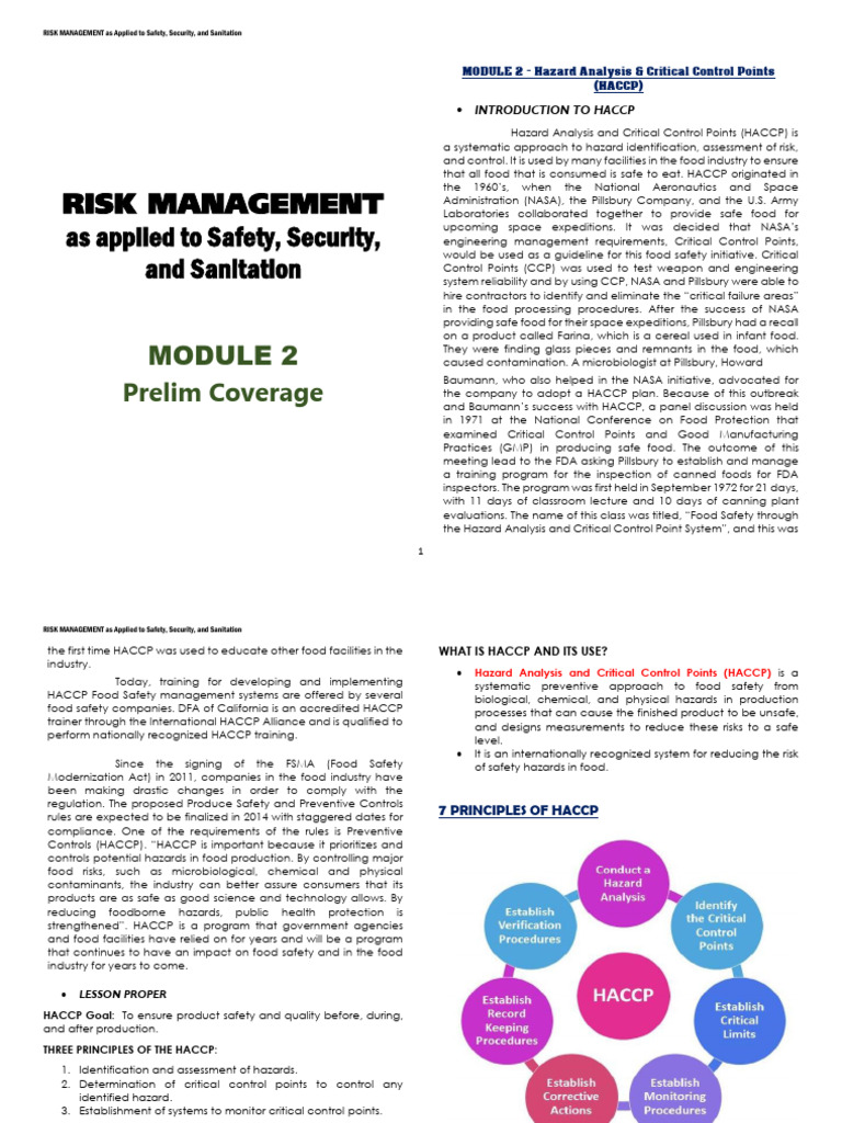 RM Module 2 - HACCP | PDF | Hazard Analysis And Critical Control Points | Safety