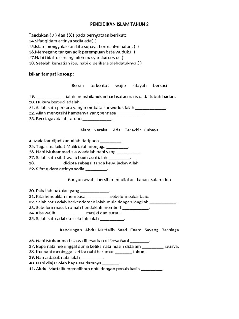 Pendidikan Islam Tahun 2 | PDF