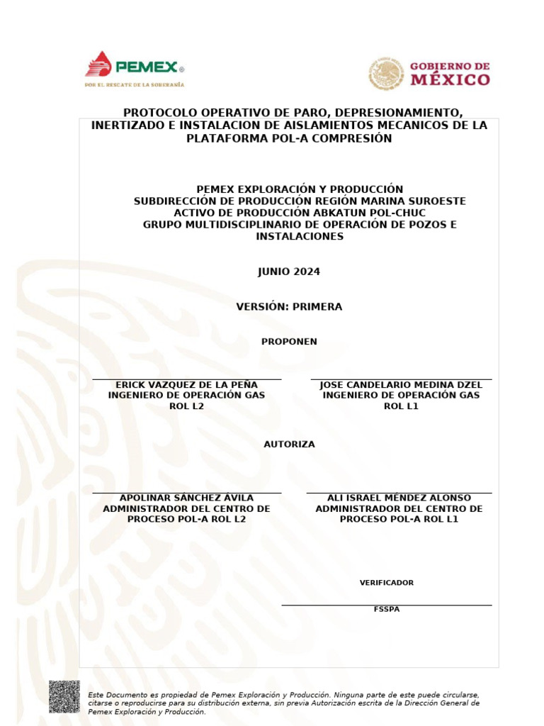 Protocolo Operativo Paro Inertizado e Instalacion Comales Plat. Pol-A Compresiã - N | PDF