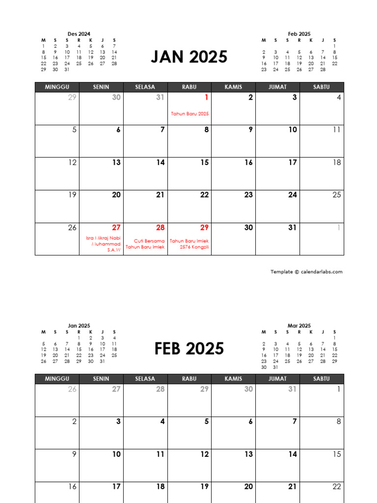 Kalender Kerja 2025 dan 2026 | PDF