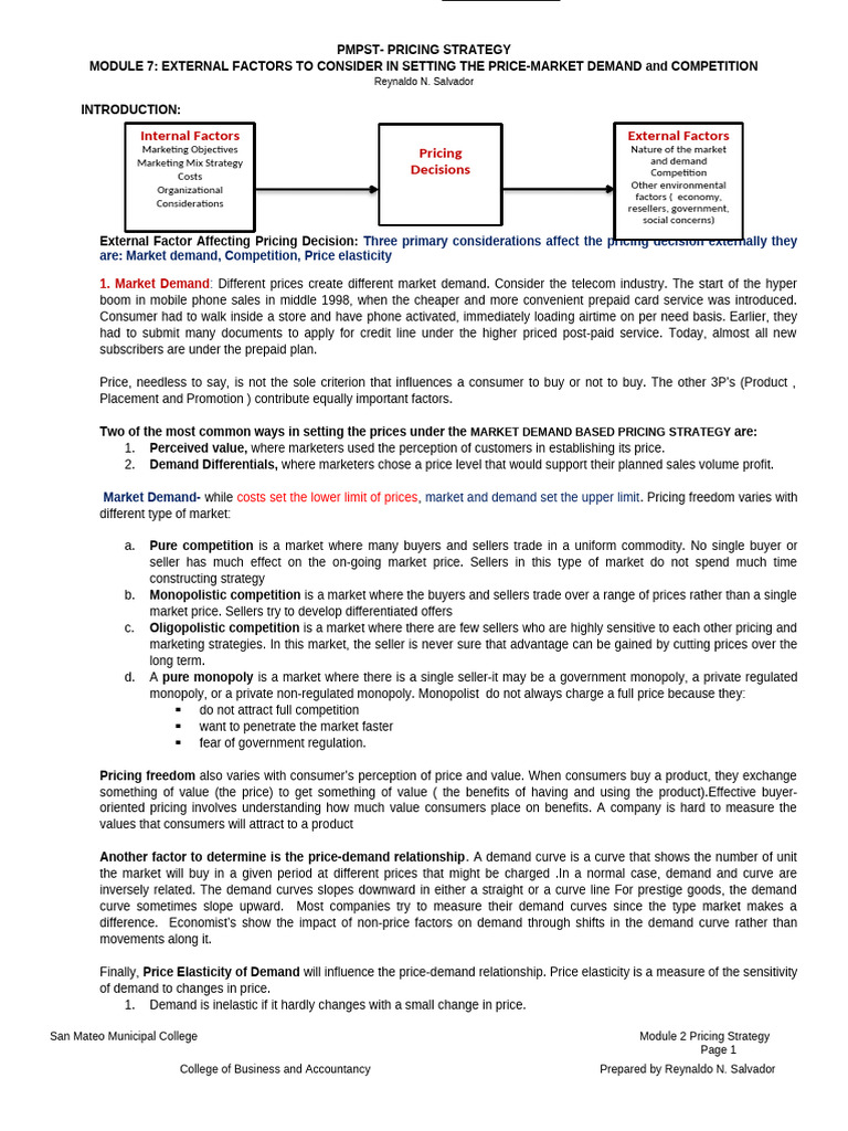 PMPST-Topic-7-Demand-and-Competition-Factor-on-Setting-the-price | PDF ...