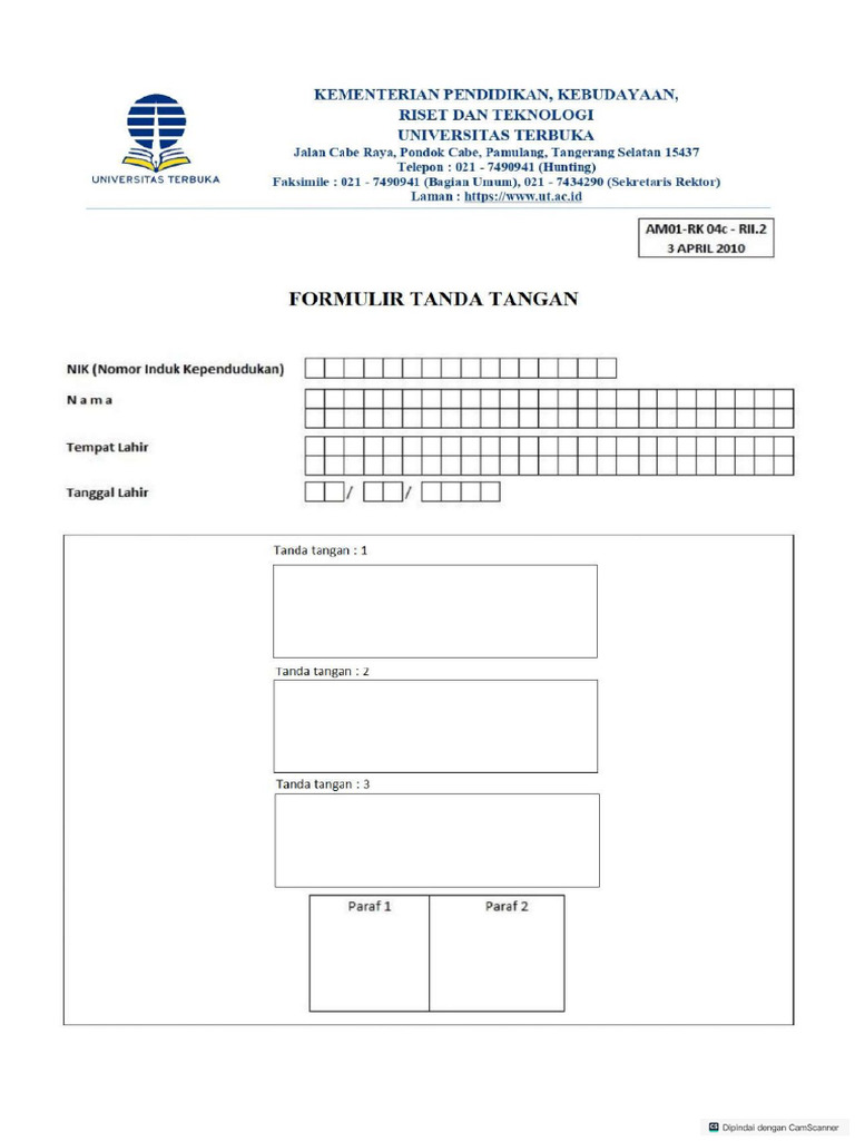 FORM_TANDA_TANGAN(1) UT | PDF