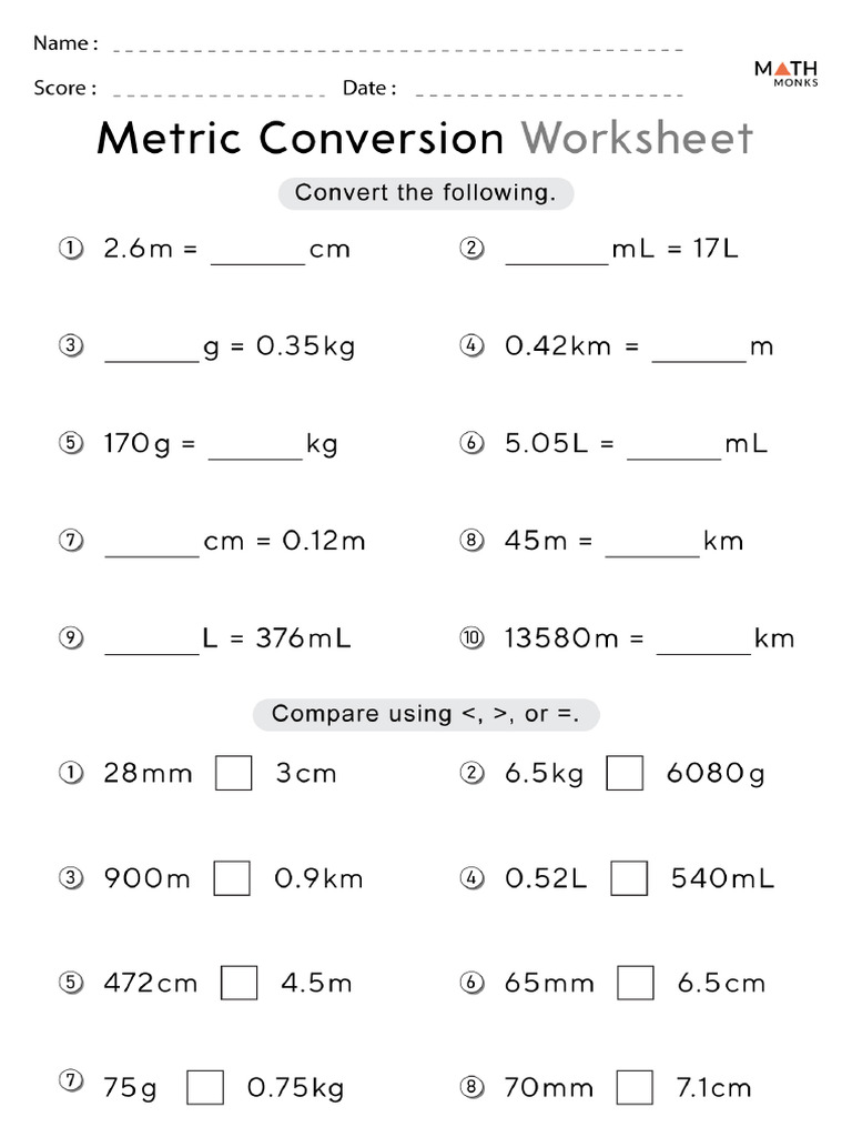 Metric Conversion Worksheet With Answer Key | PDF