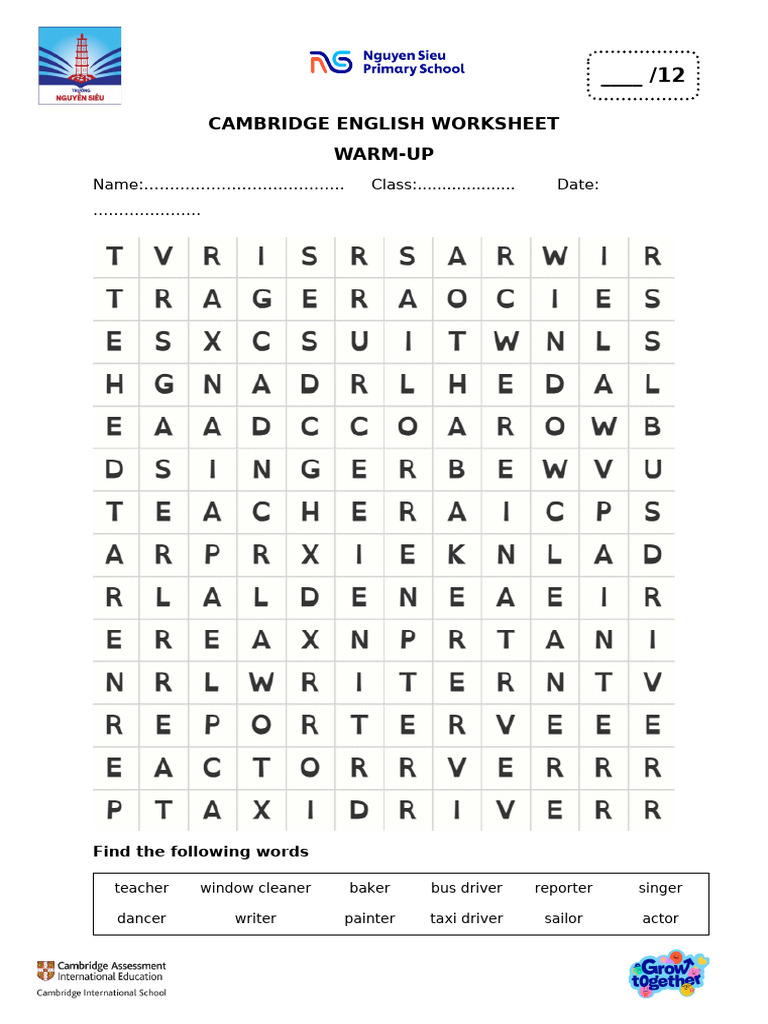 Cambridge English Vocabulary Worksheet | PDF