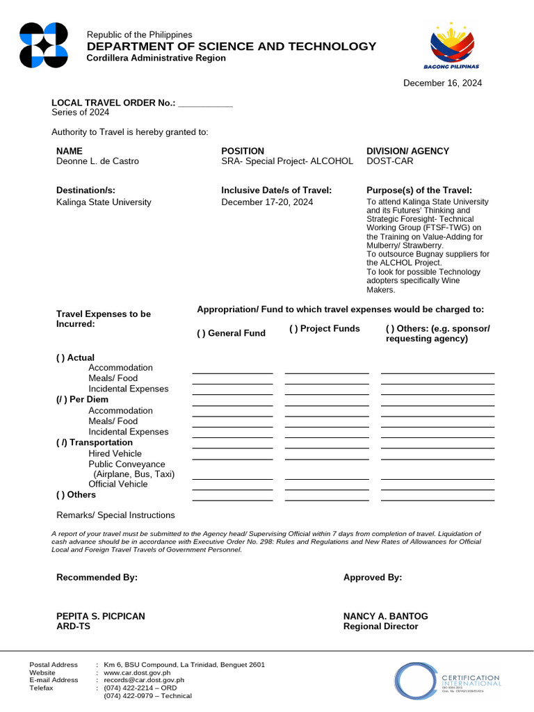 TO-DOST Form | PDF | Transport