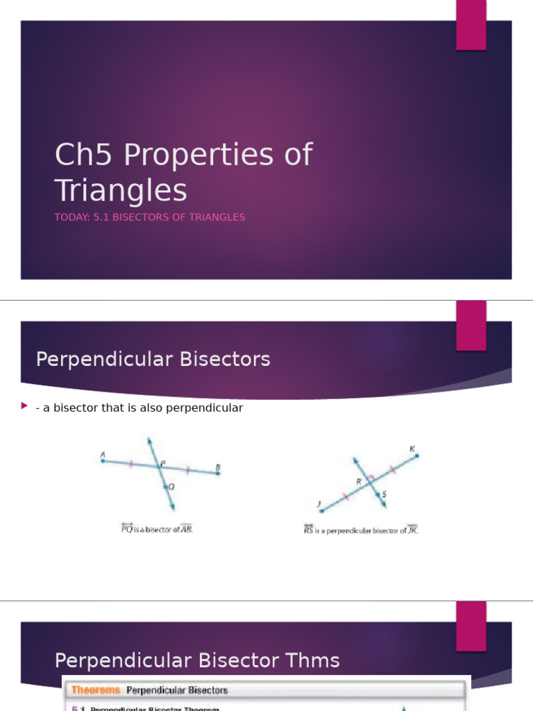Triangle Properties: Bisectors & Centers | PDF