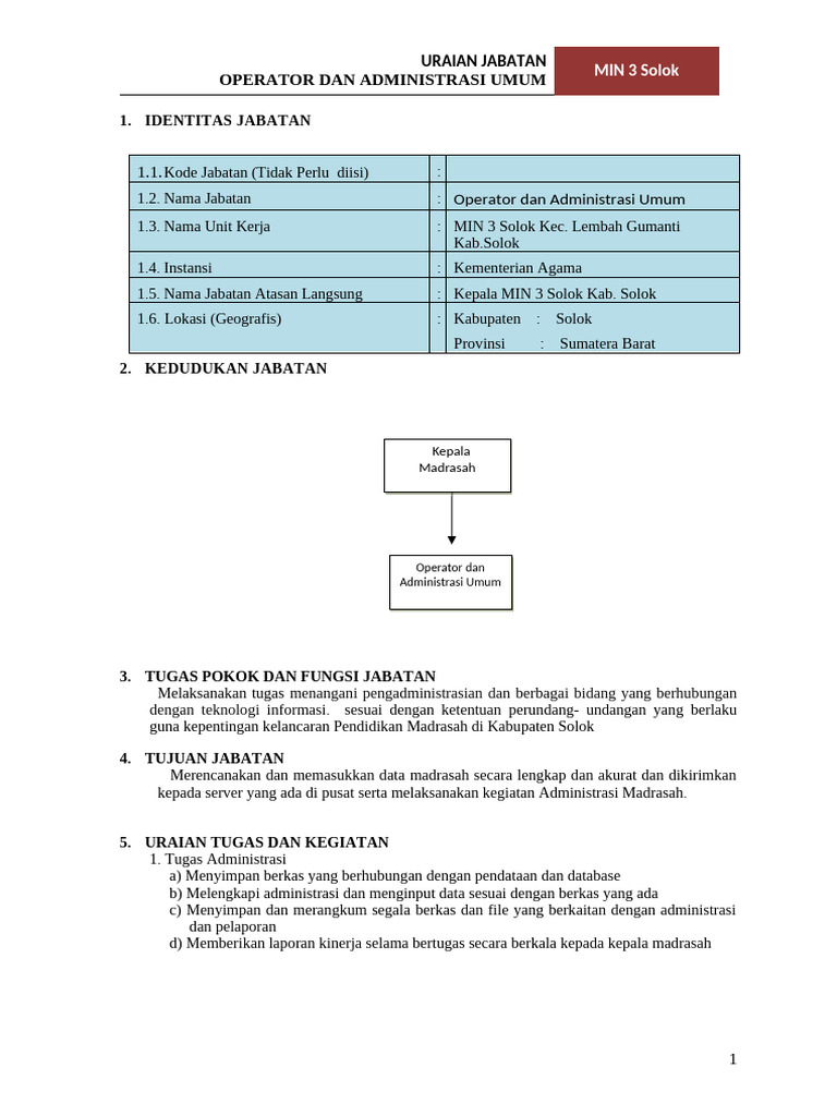 ANJAB Operator Dan Pengadministrasi Umum. Ok | PDF