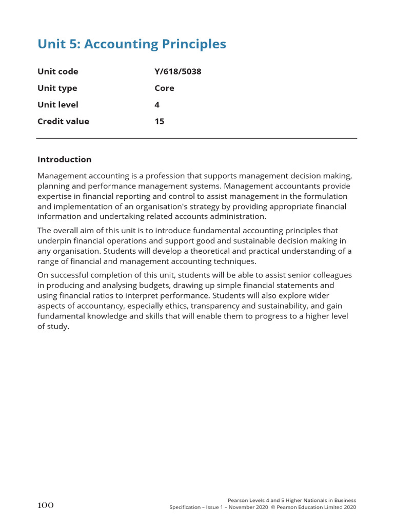 Unit 5 Accounting Principles 2 | PDF | Spreadsheet | Accounting