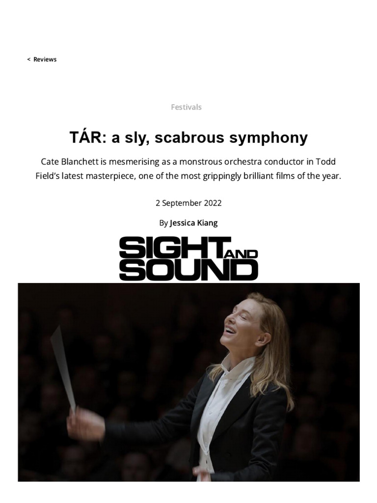 TÁR Review - A Sly, Scabrous Symphony - Sight and Sound | PDF