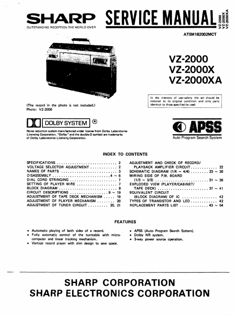 Sharp vz-2000 vz-2000x Vz-2000xa | PDF