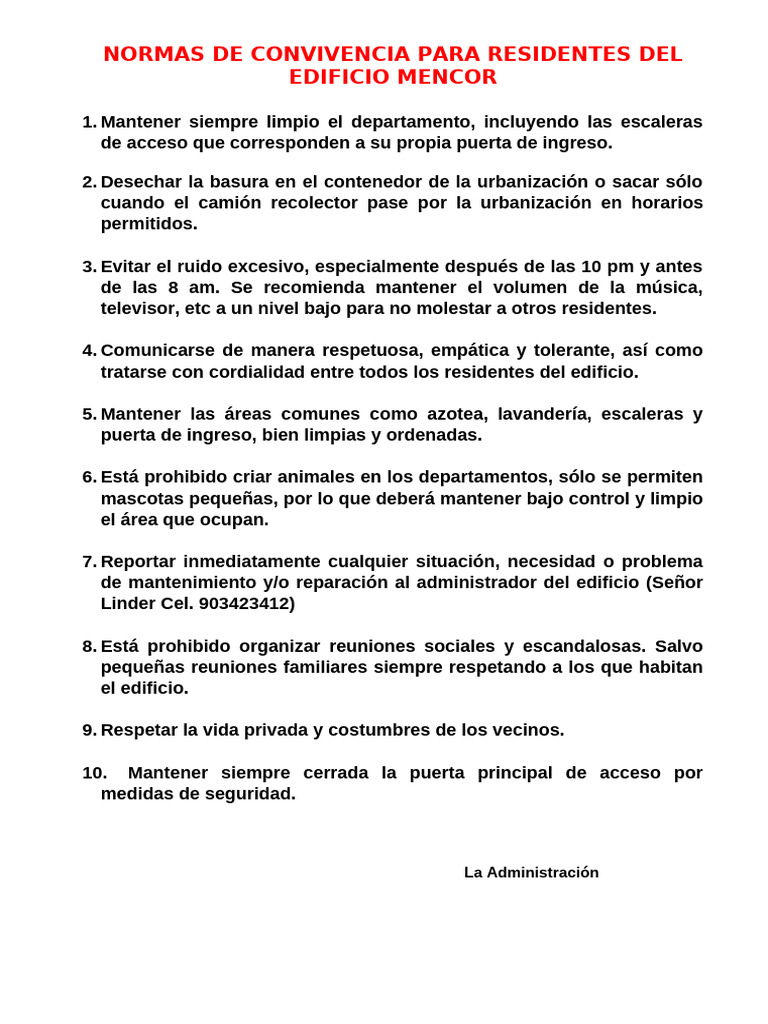 Normas Del Edificio | PDF