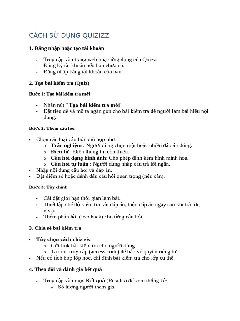 Phương Pháp S D NG Quizizz Và Zoom | PDF