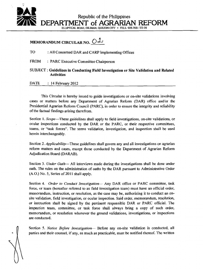 Guidelines in Conducting Field Investigation | PDF | Affidavit | Justice