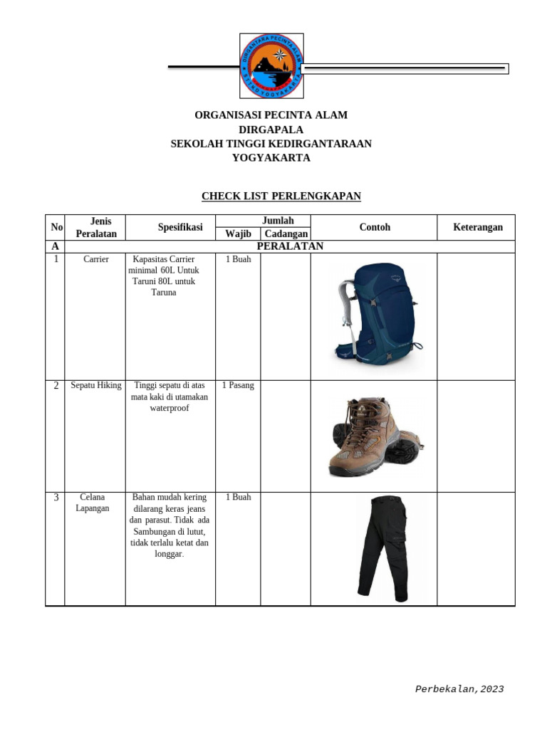 Check List Alat 2023 | PDF