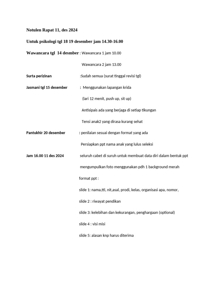 Notulensi Rapat 11 Des 24.fix | PDF