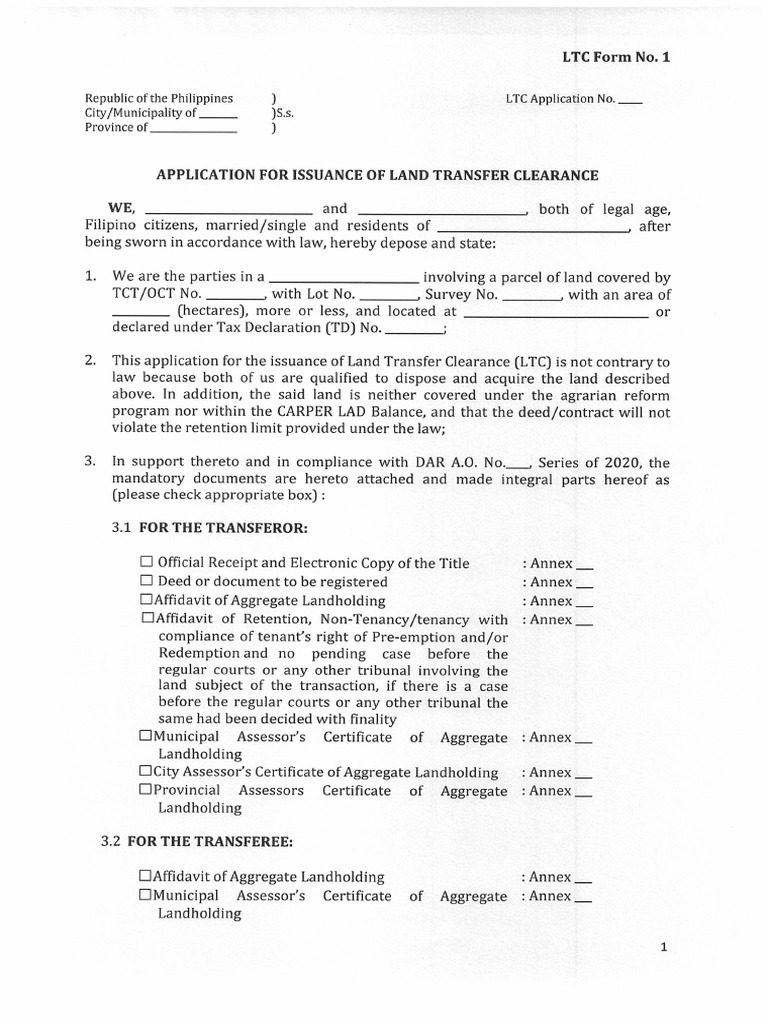 LTC Form 1 | PDF