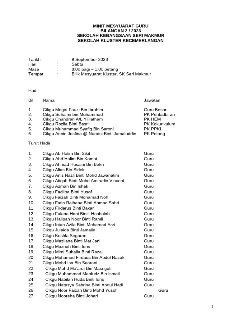 Minit Mesy Guru 2 2023 | PDF