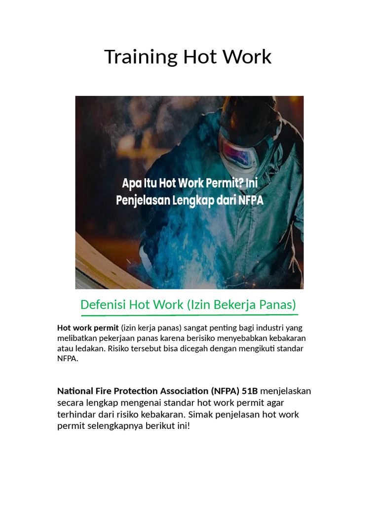 Training Hot Work (Pekerjaan Panas) .Nur Saman | PDF