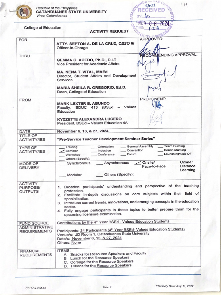 Scanned Activity Request and Invitation Letter | PDF
