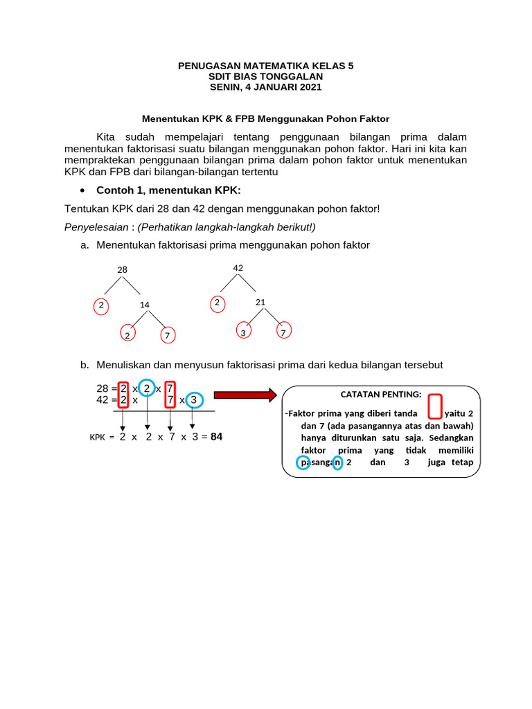 KPK & FPB dengan Pohon Faktor | PDF