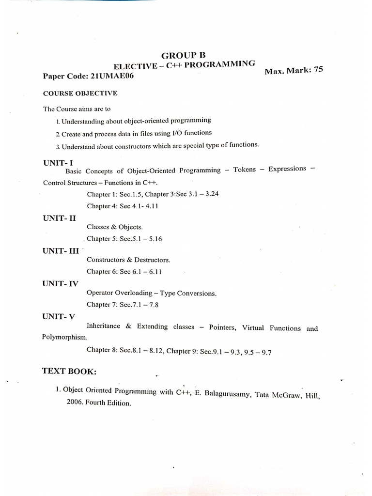 C++ syllabus | PDF C++ syllabus | PDF
