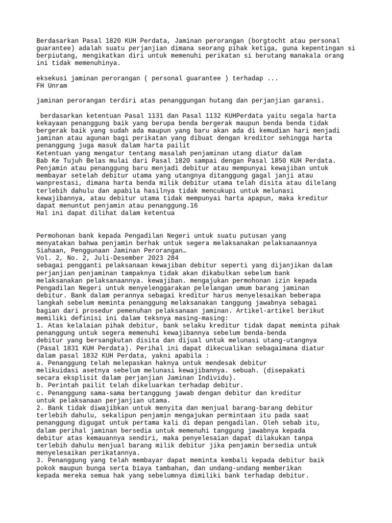 Berdasarkan Pasal 1820 KUH Perdata | PDF