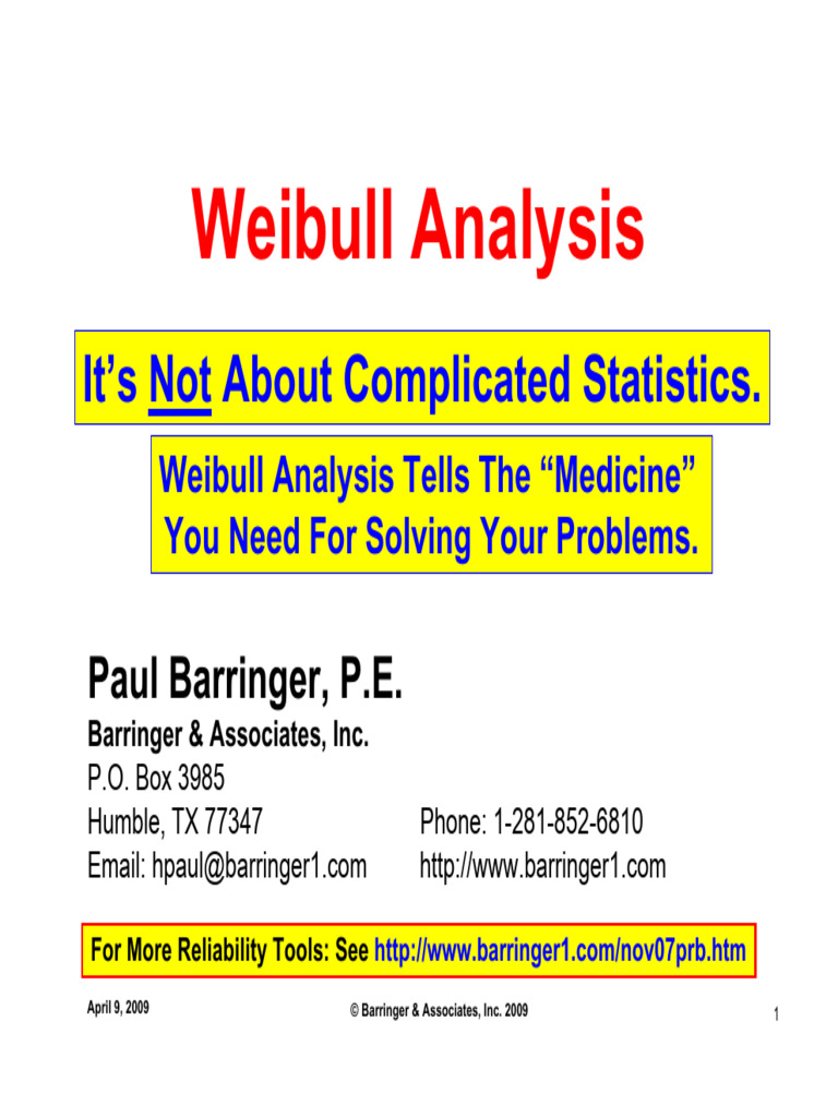 Weibull Analysis for Reliability Engineering | PDF | Reliability Engineering