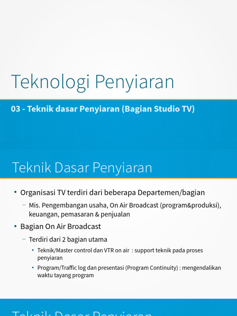 TP04 Teknik Dasar Penyiaran (Bagian Studio TV) | PDF