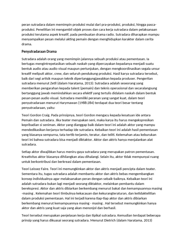 peran sutradara dalam memimpin produksi mulai dari pra | PDF