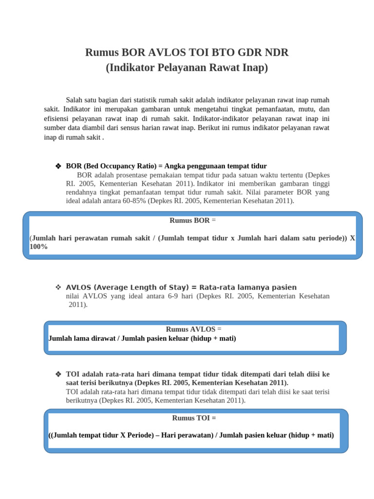 Rumus BOR AVLOS TOI | PDF