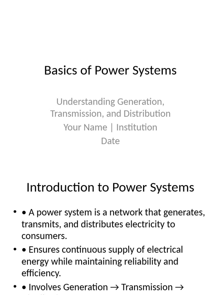 Power System Basics Overview | PDF | Electric Power Transmission ...