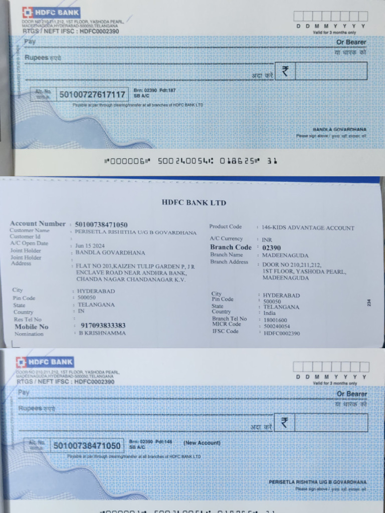 Cancelled Cheques and Passbook | PDF | Banking