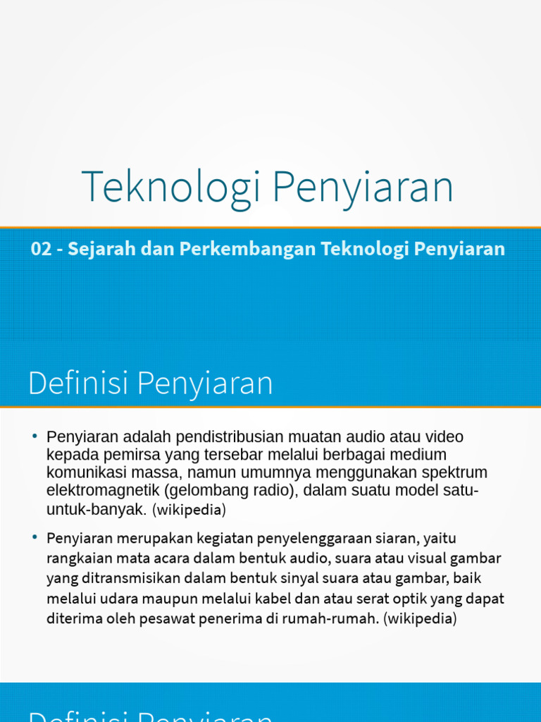 TP02 ~ Sejarah perkembangan Teknologi Penyiaran | PDF