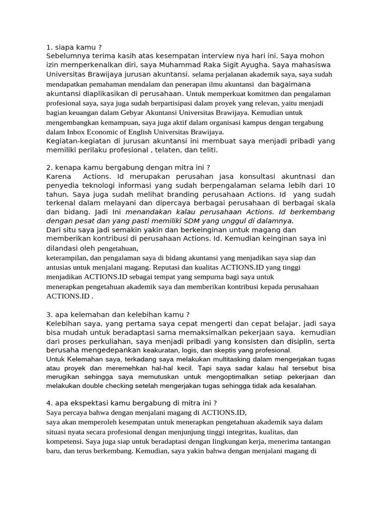 Interview Magang | PDF