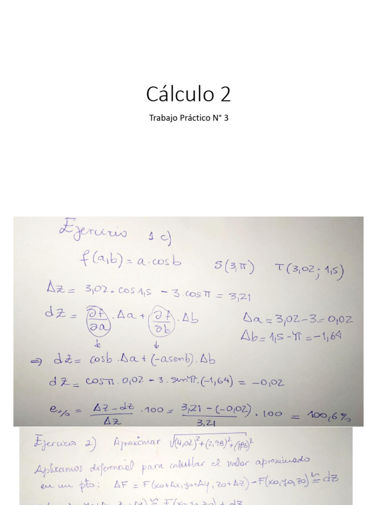 Cálculo 2-TP3-Ejercicios | PDF