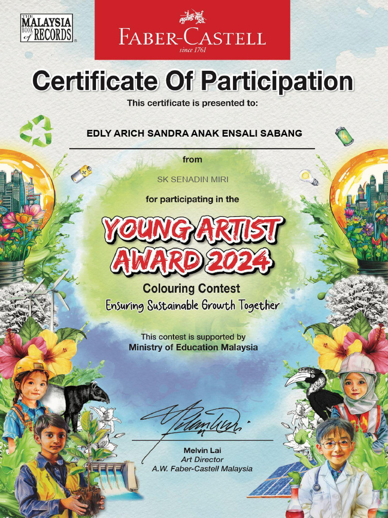 E-Certificate of Participation Young Artist Award 2024 - Students SK ...