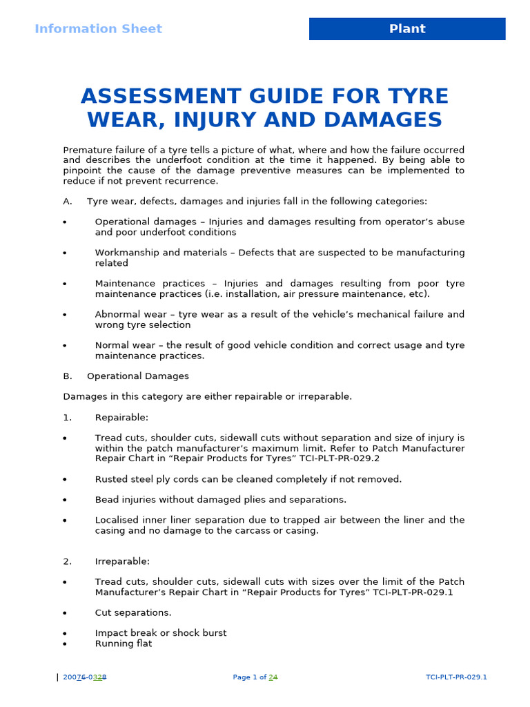 TCI-PLT-PR-029.1_Assessment_Guide_for_Tyre_Wear | PDF | Tire ...