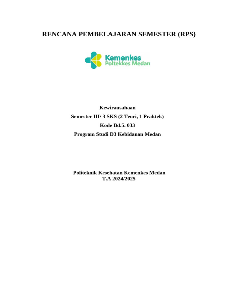 RPS Kewirausahaan 2024 Rev | PDF