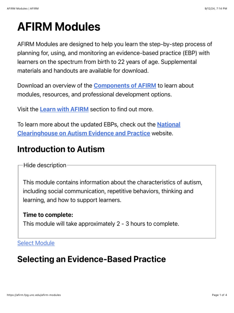 AFIRM Modules | AFIRM | PDF | Learning | Behavior Modification