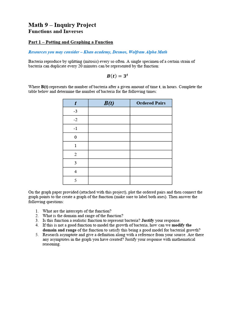 Math 9 Inquiry - Inverse Functions | PDF | Function (Mathematics ...