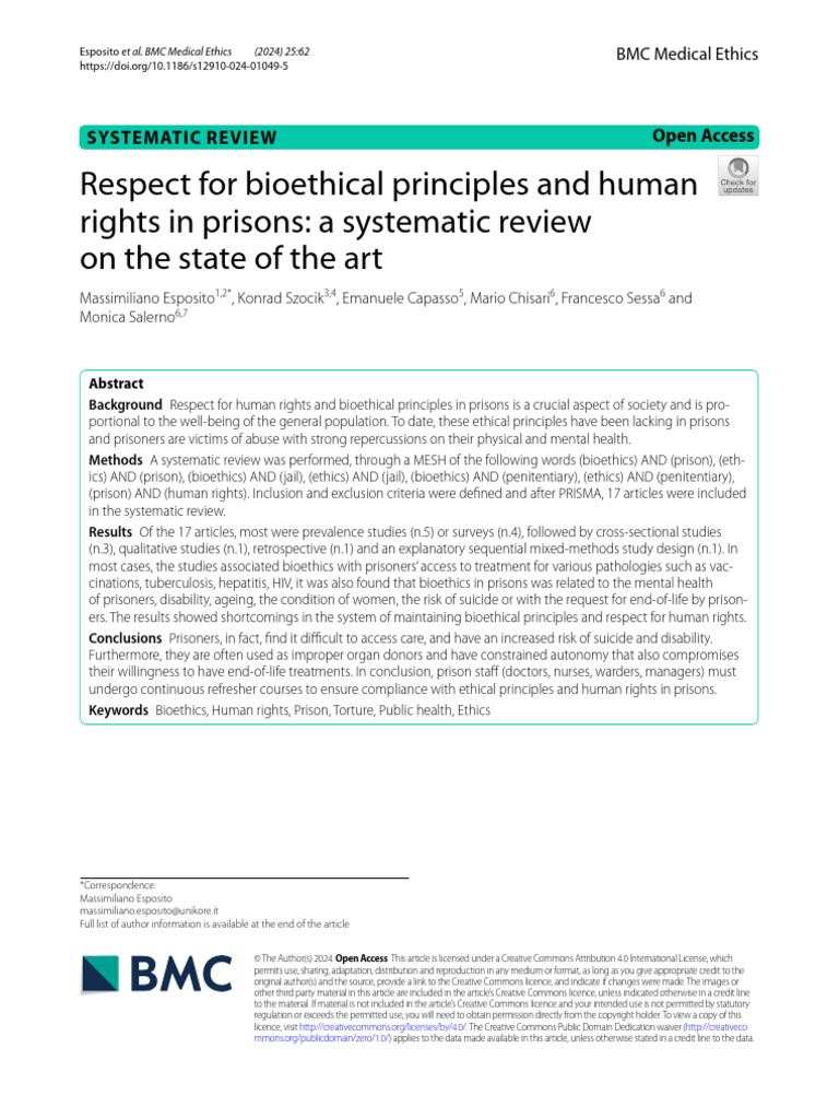 Respect For Bioethical Princip | PDF | Prison | Bioethics