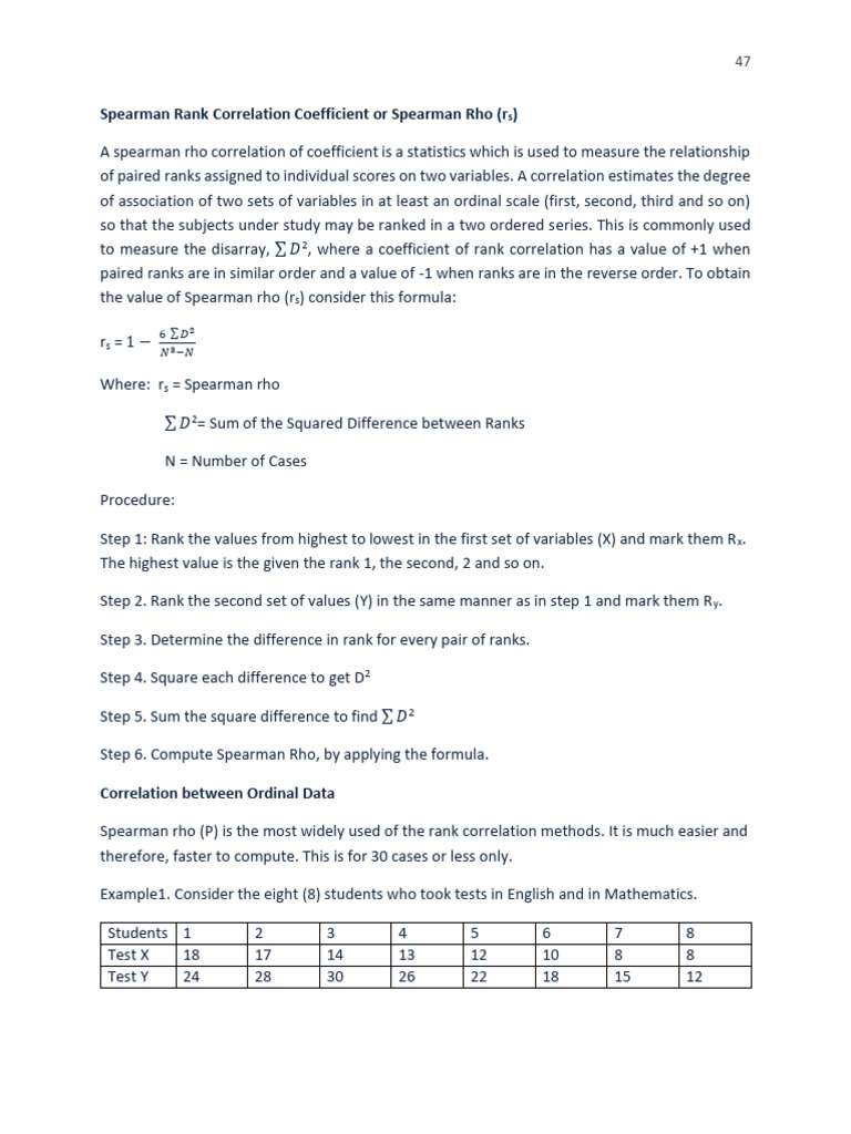 Spearman Rank Correlation Explained | PDF | Spearman's Rank Correlation ...