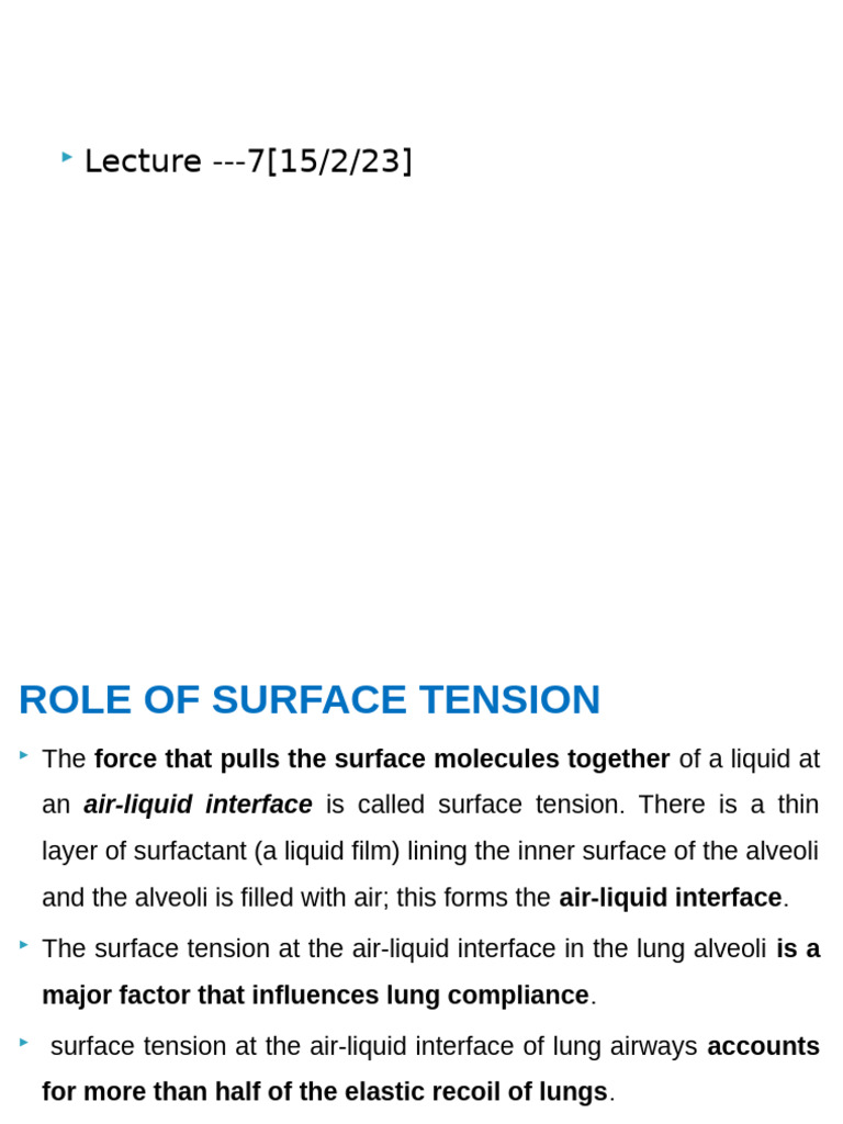 Lec - 6,7, Mechanics of Breathing - II | PDF | Lung | Respiratory Tract