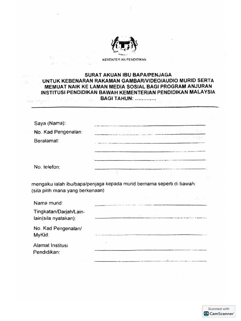 Borang kebenaran rakaman gambar | PDF