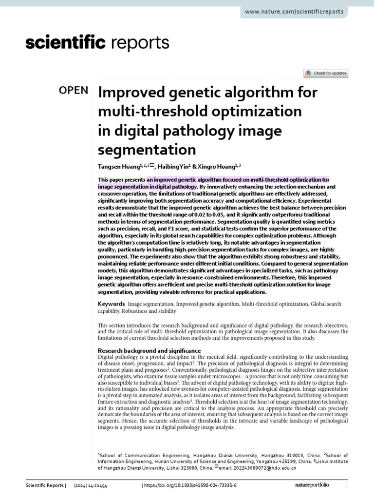 Huang2024 - Improved Genetic Algorithm For Multi-Threshold Optimization in Digital Pathology ...