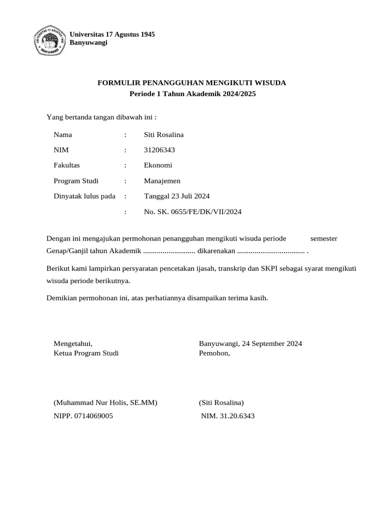 form penangguhan wisuda (2) | PDF